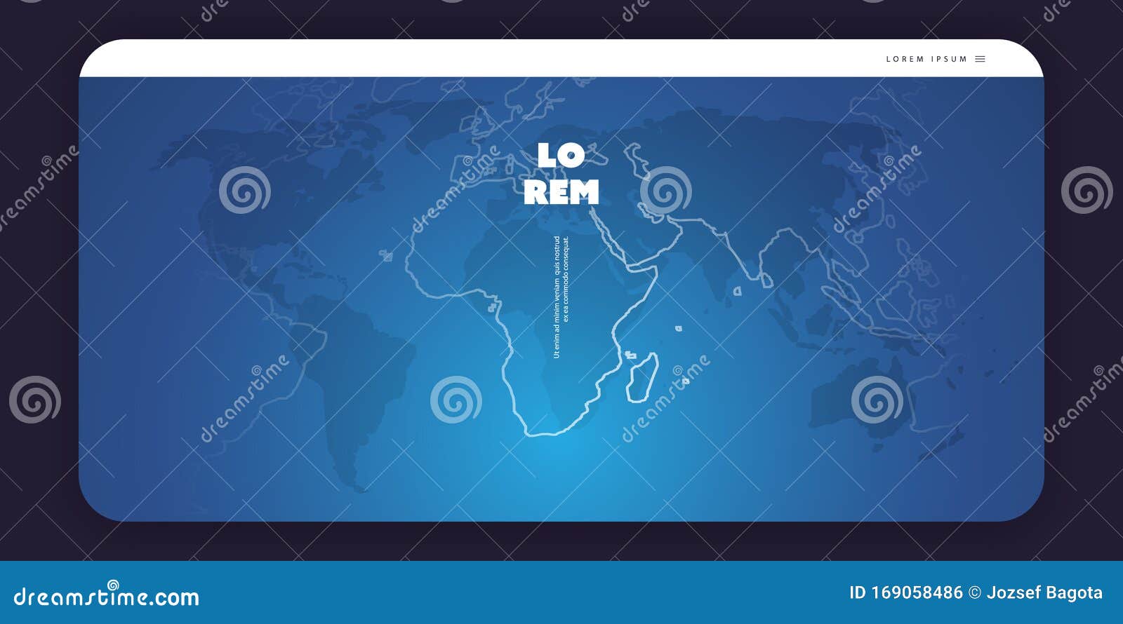 Web Design Elements - Header or Banner Design with World Map Stock ...