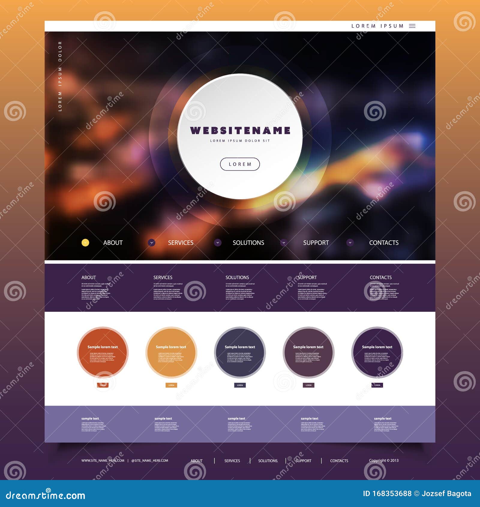 Website Template for Your Business with Colorful Blurred Abstract ...