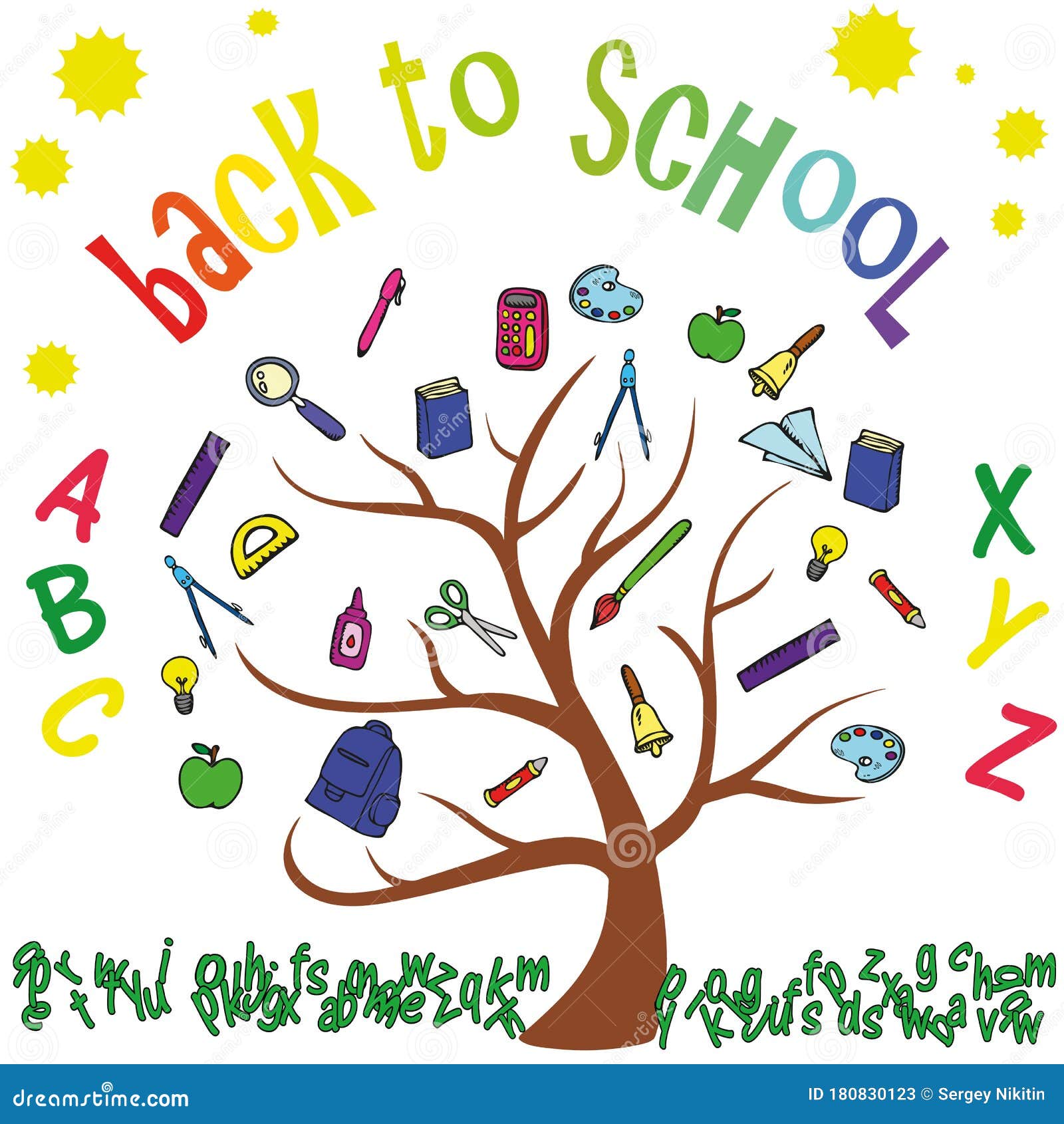 Illustration of Education Object in Wisdom Tree Back To School Stock ...