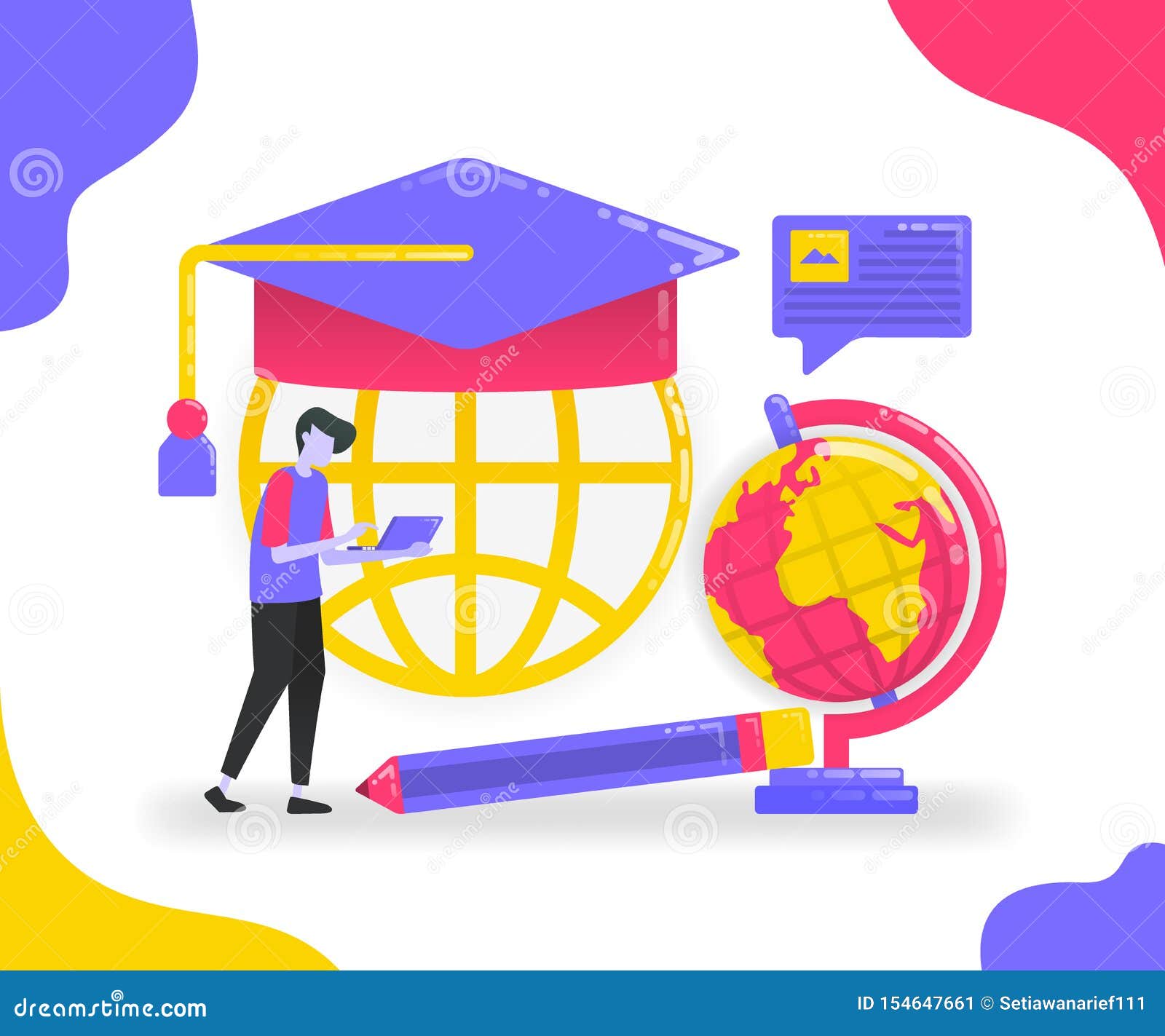 Illustration of Education and Student Exchange. Learn from Various ...