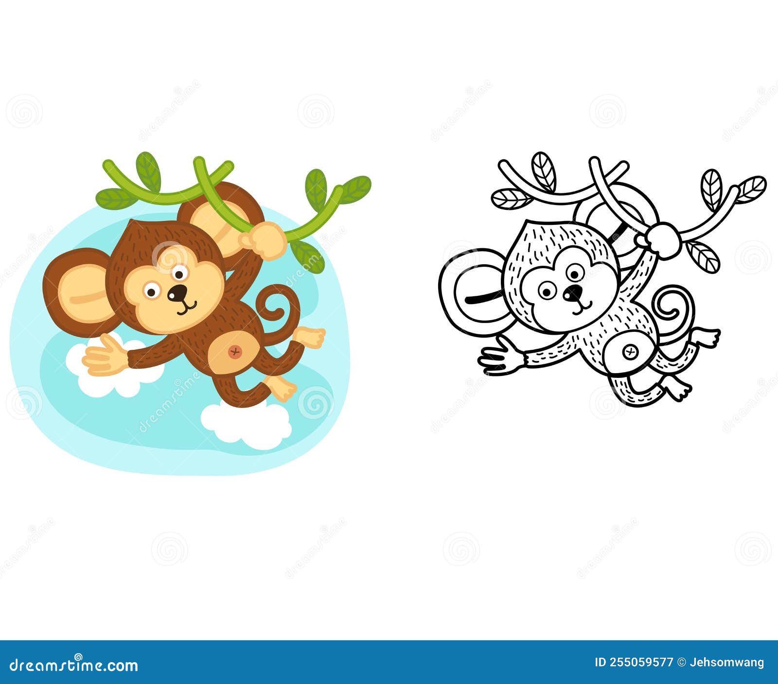 Illustration of Educational Coloring Book Animal Monkey Stock Vector ...