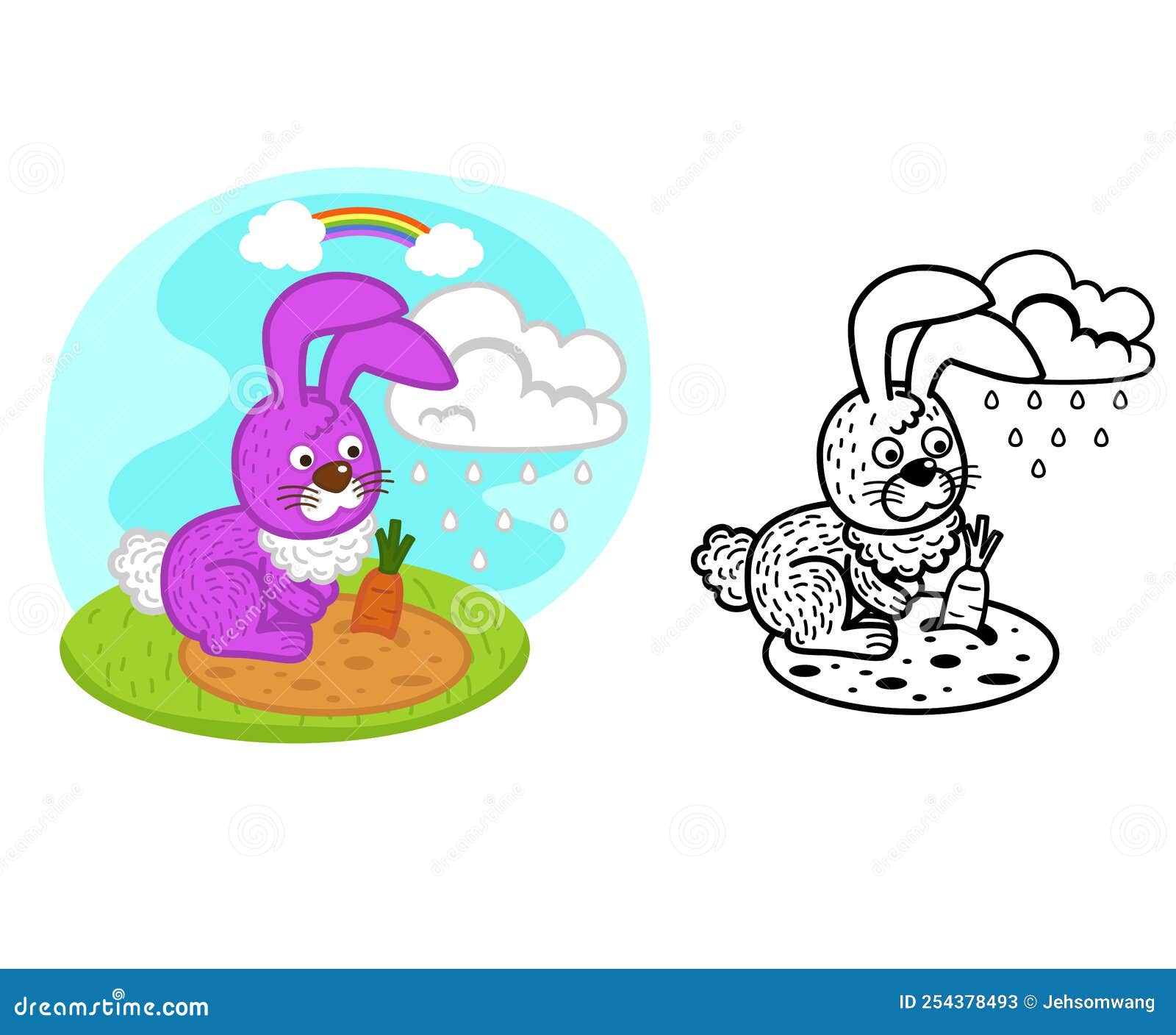 Illustration of Educational Coloring Book Cartoon Rabbit Stock Vector ...