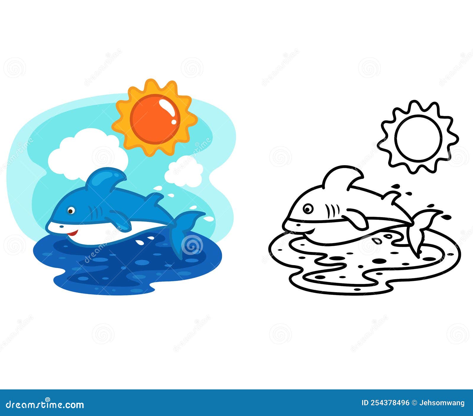 Illustration of Educational Coloring Book Cartoon Shark Stock Vector ...