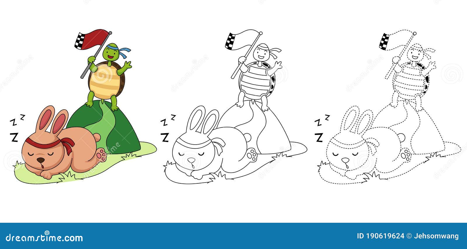 Educational Game For Kids And Coloring Book Vector-turtle And Rabbit ...