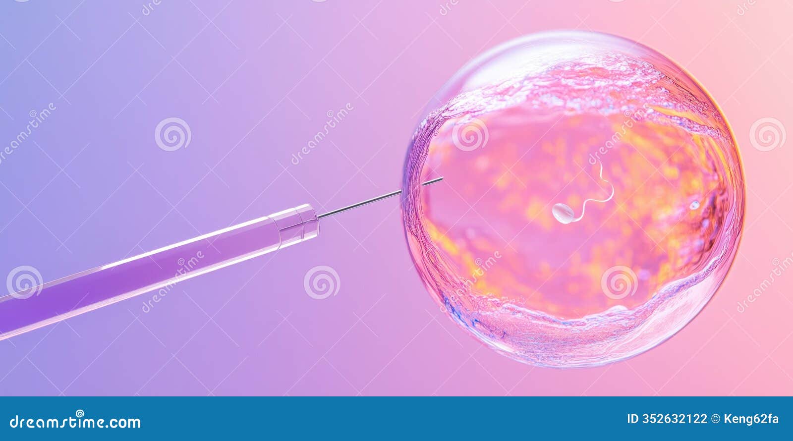 Illustration Of Egg Cell Being Injected With Sperm Using Needle ...