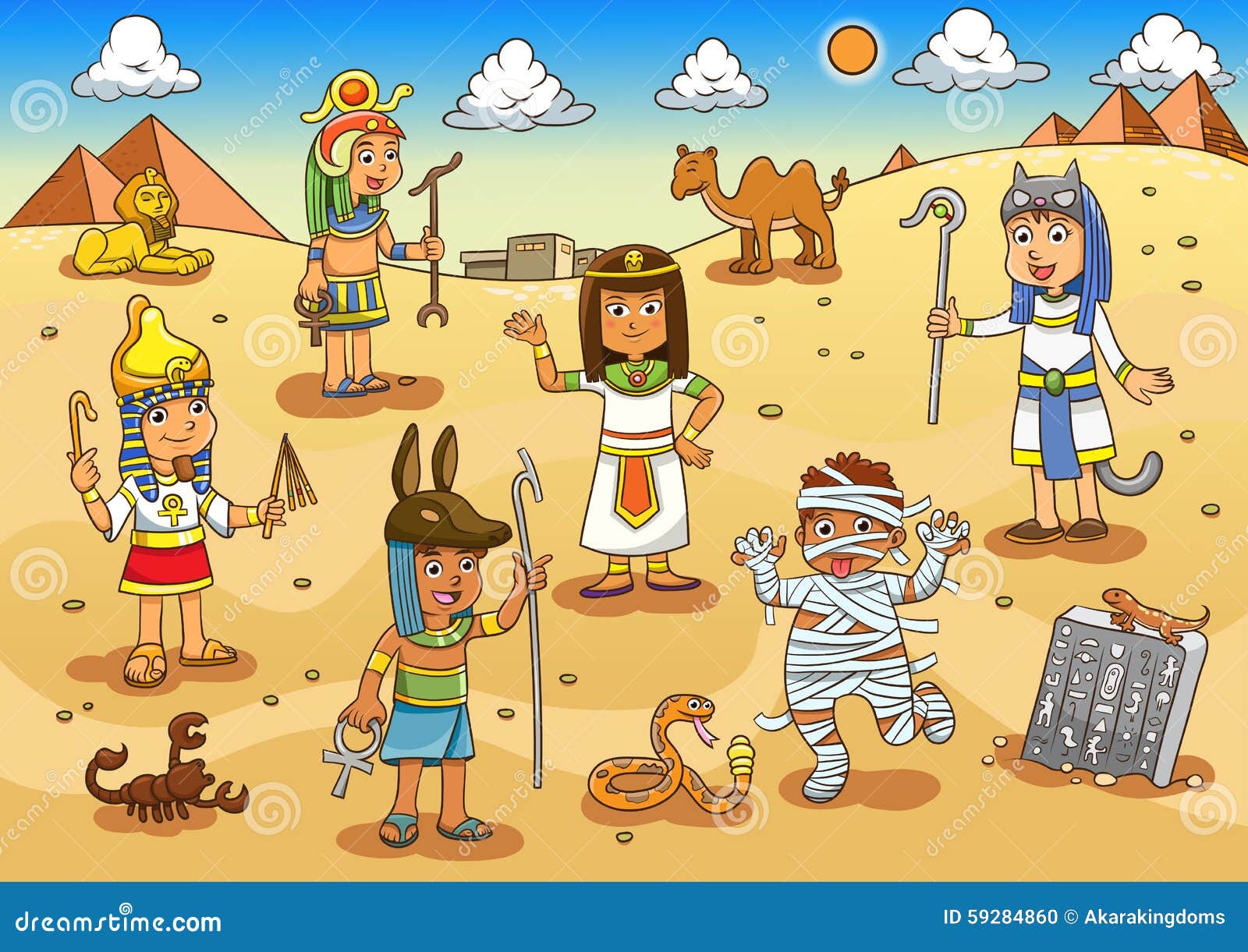 Illustration of Egypt Child Cartoon. Stock Vector - Illustration of ...