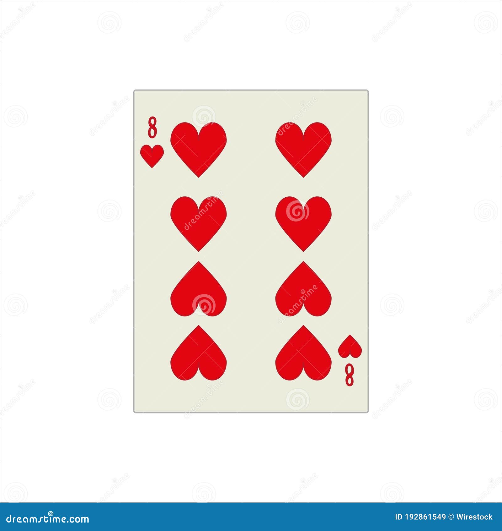 Illustration of an Eight of Hearts Playing Card with Isolated on a ...