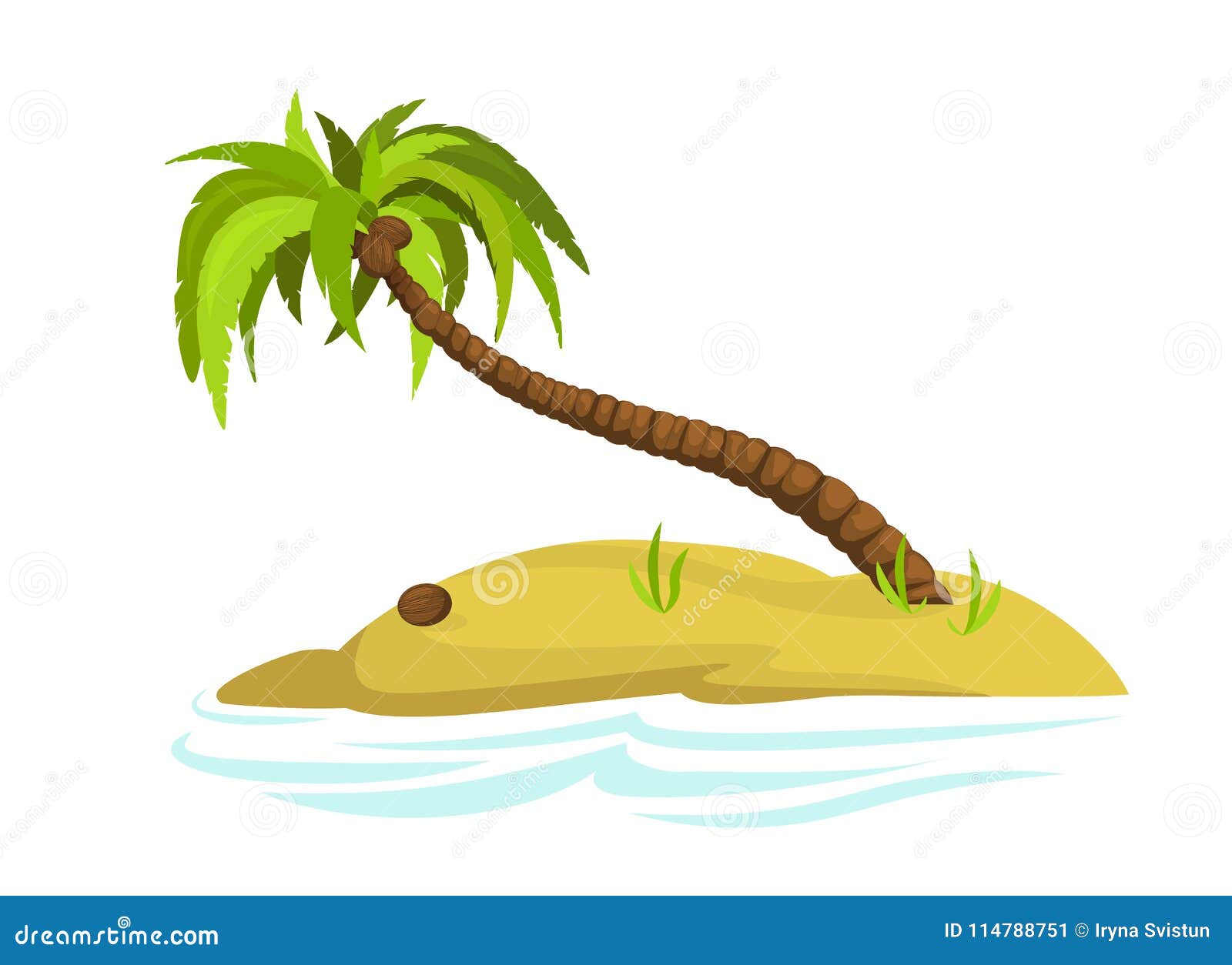 Illustration Einer Palme Auf Einer Insel Vektor Abbildung ...