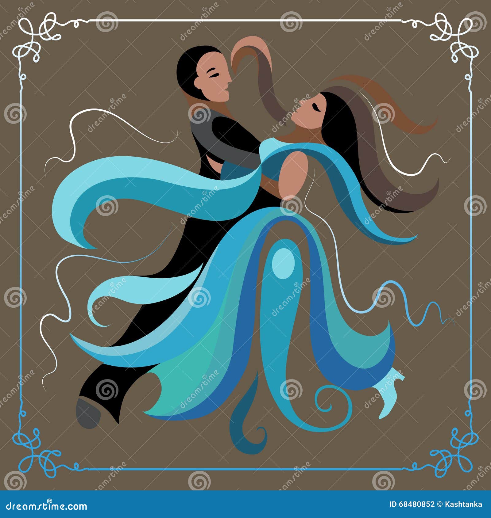 Illustration Eines Paares, Das Den Walzer 3 Ockerhaltig Tanzt Vektor ...