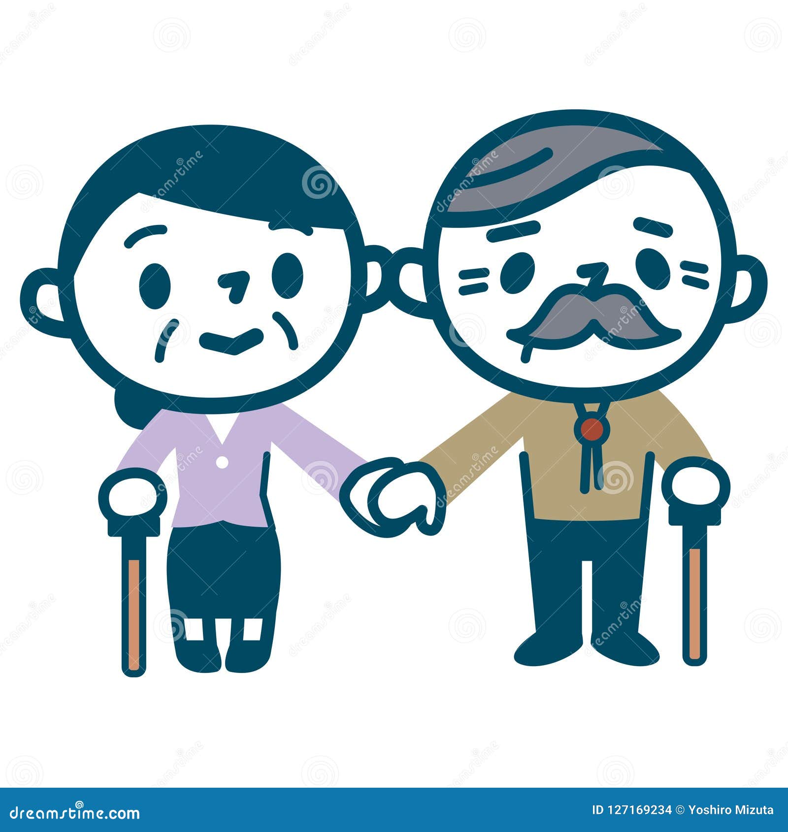 Illustration of Elderly Couple Holding Hands Stock Vector ...
