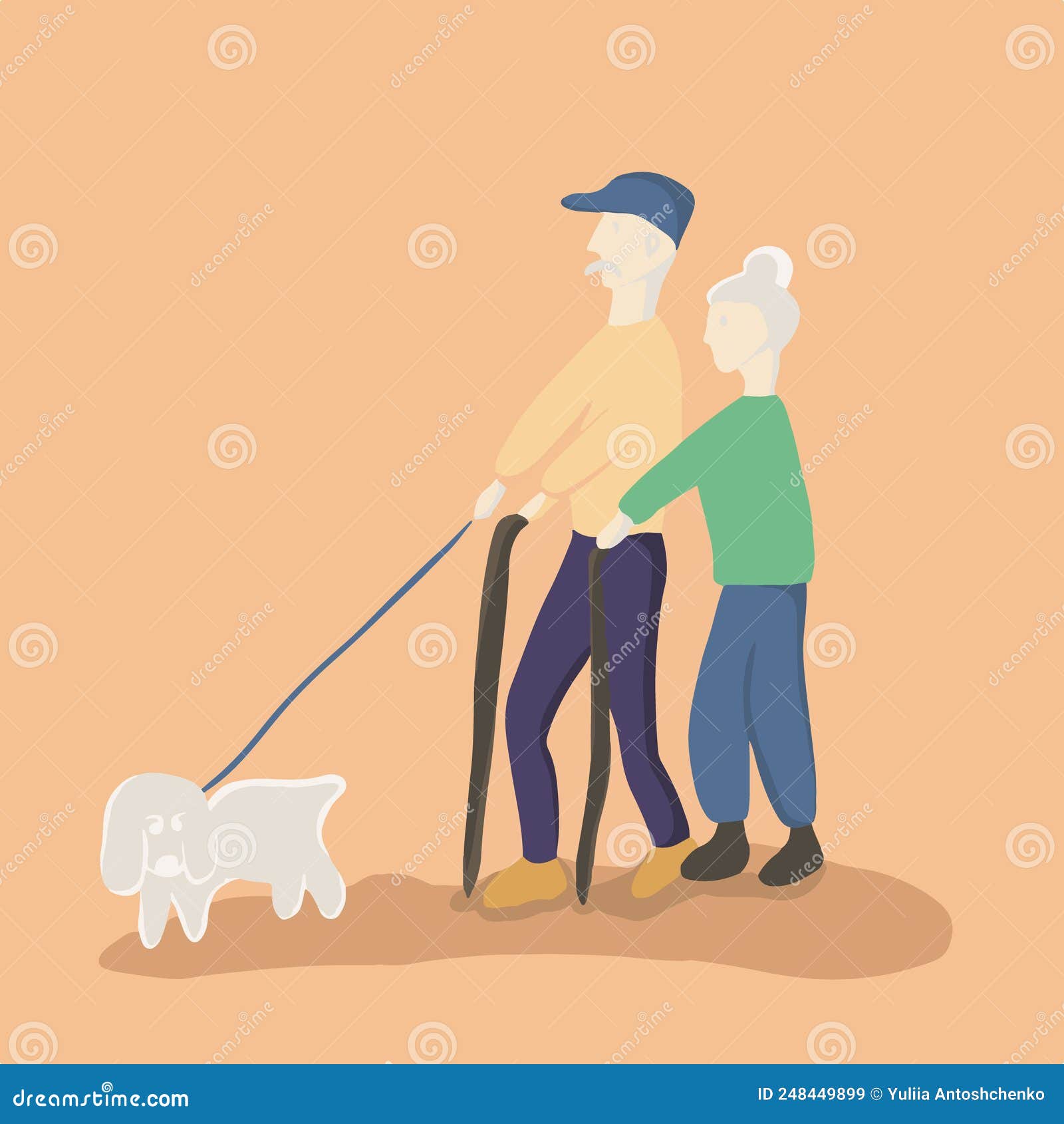 Illustration Set Of Elderly Men And Women Who Lack Sleep Due To ...