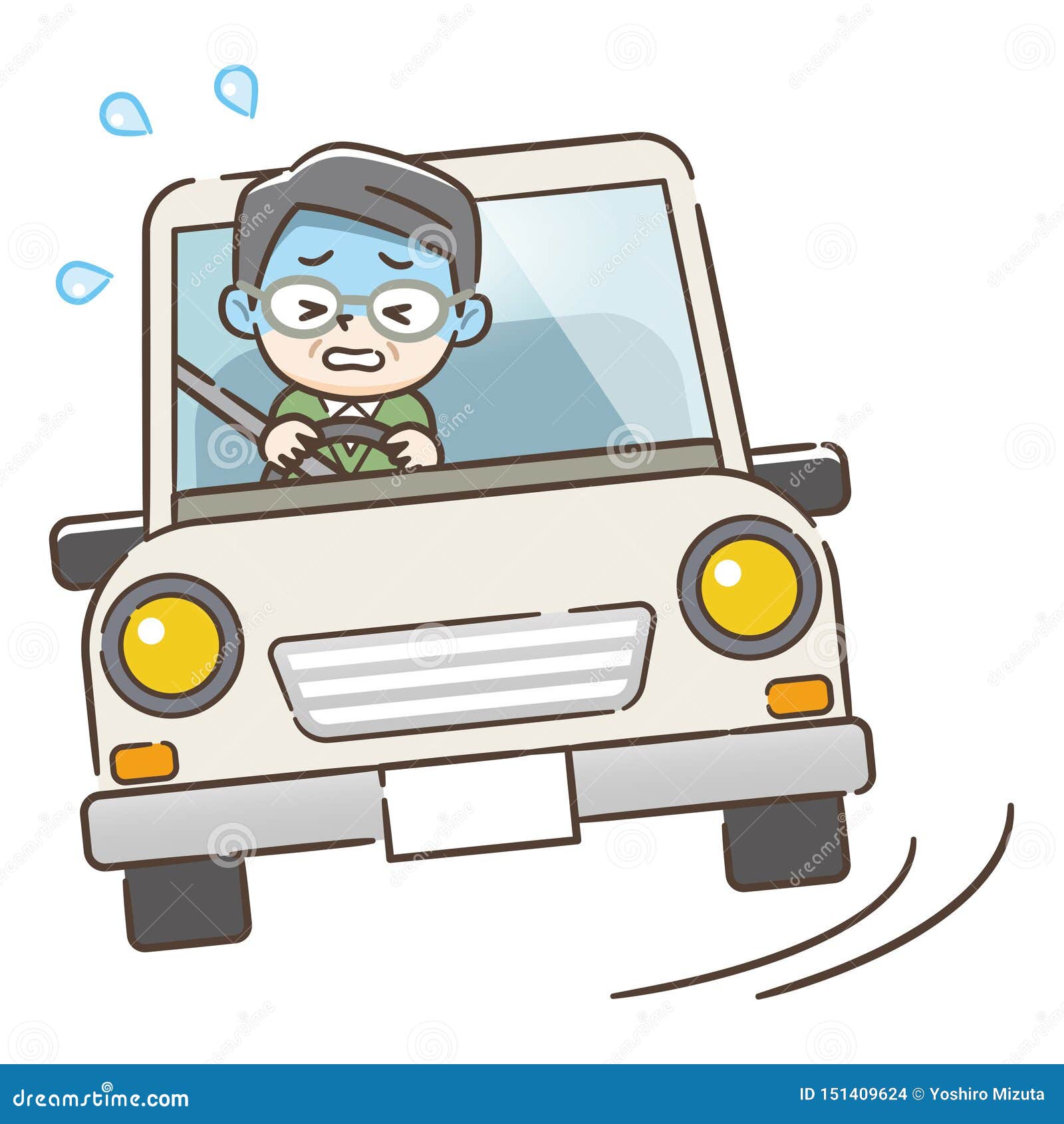 Fast And Dangerously Driving Car , Vector Cartoon Stick Figure ...