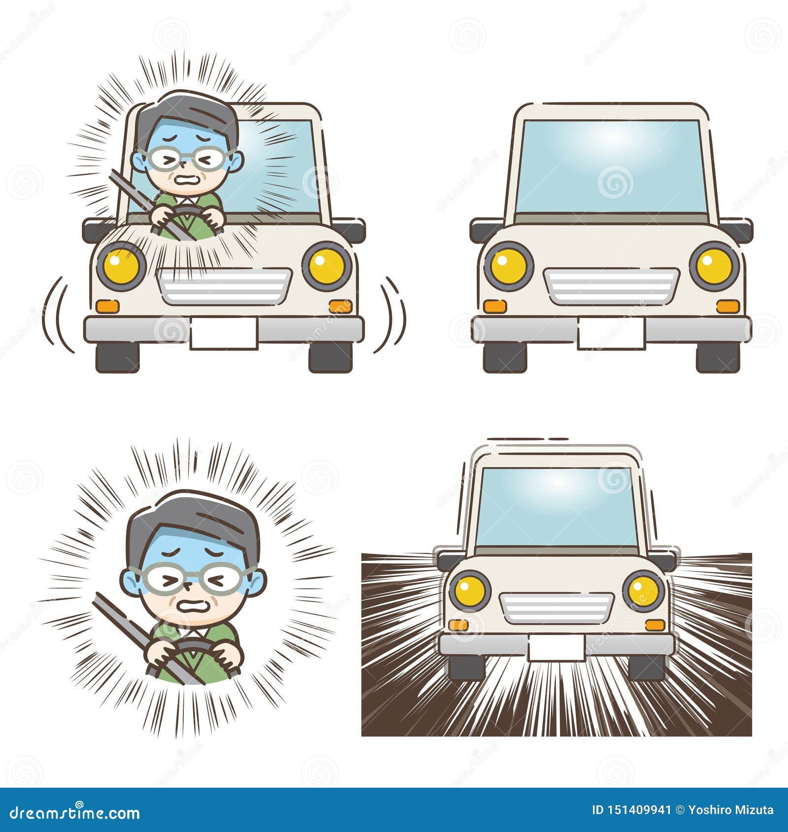 Fast And Dangerously Driving Car , Vector Cartoon Stick Figure ...