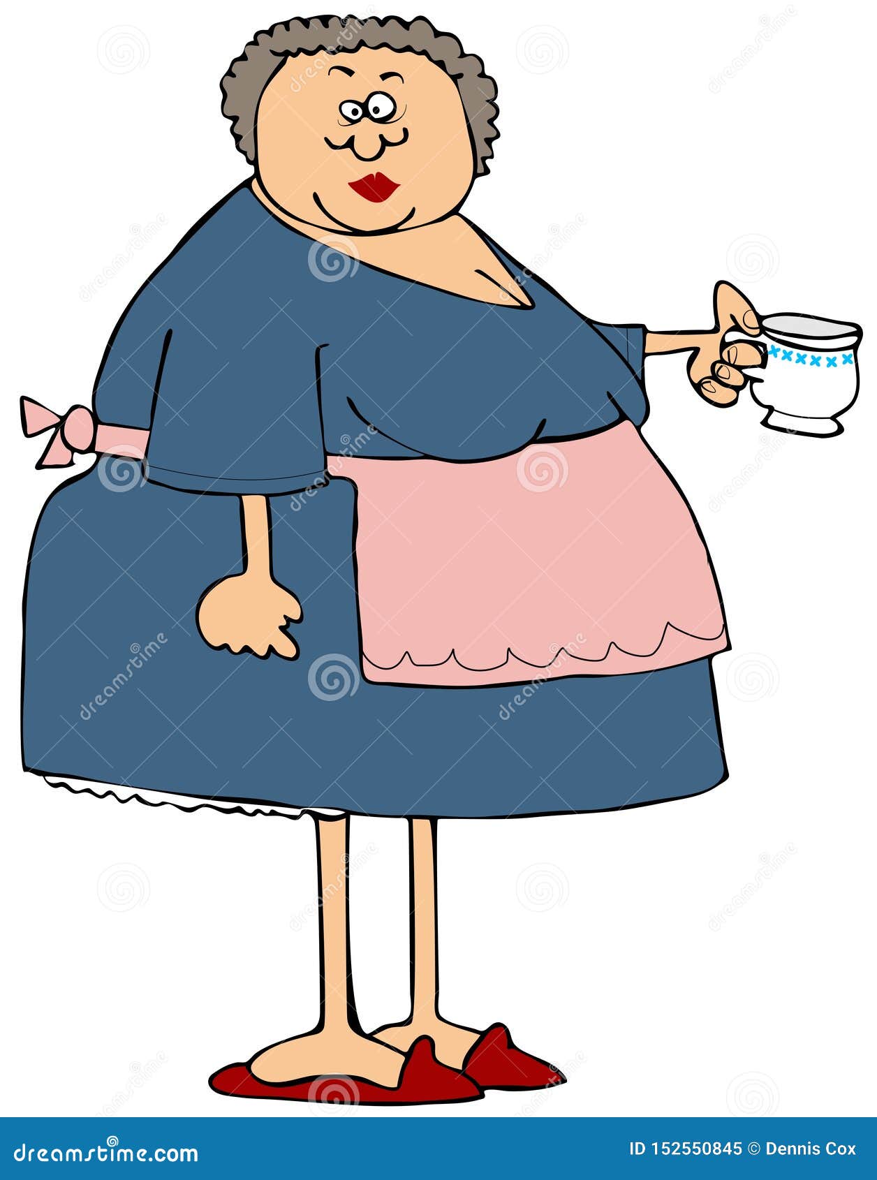 Old Woman Wearing an Apron Holding a Tea Cup Stock Illustration ... Old Woman Wearing an Apron Holding a Tea Cup Stock Illustration ...