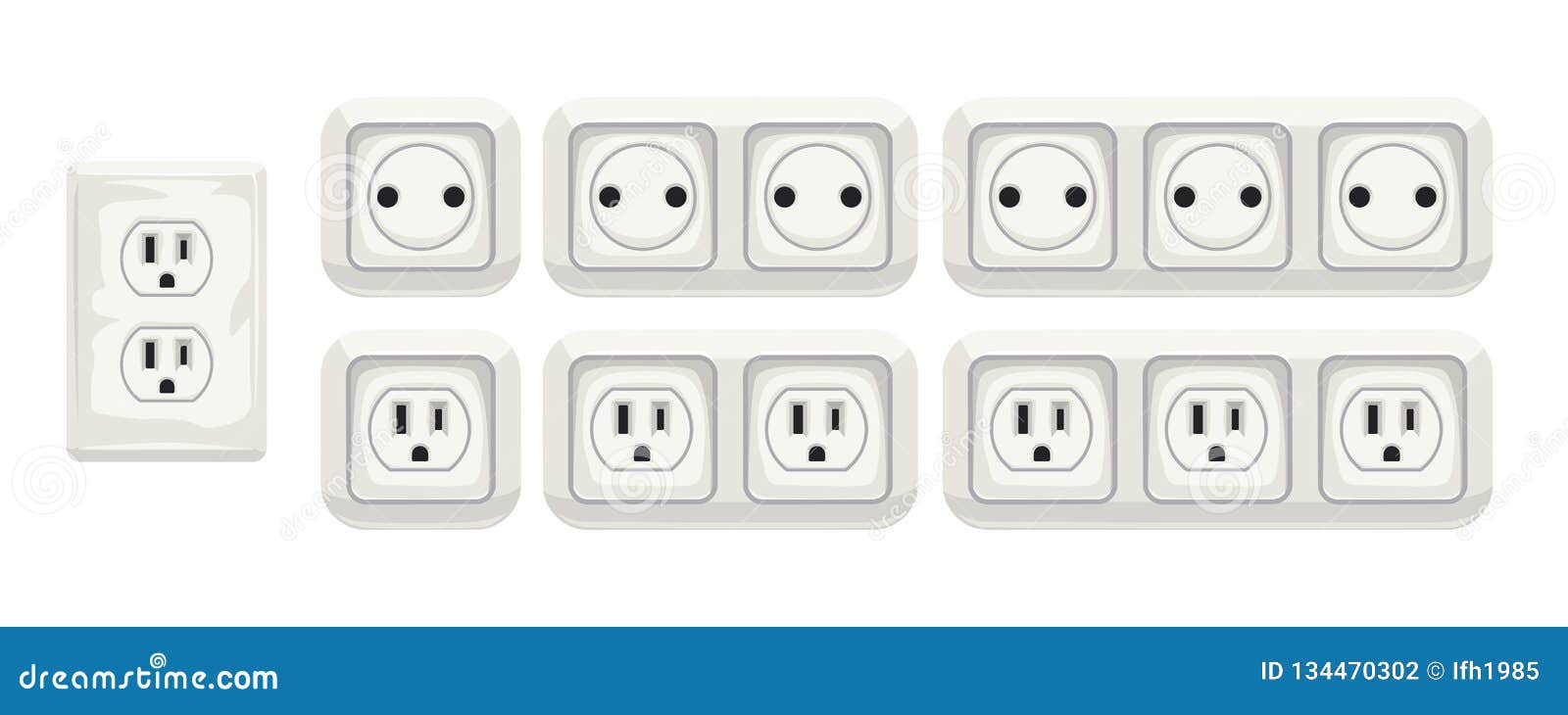 Electrical outlet set stock vector. Illustration of electric - 134470302