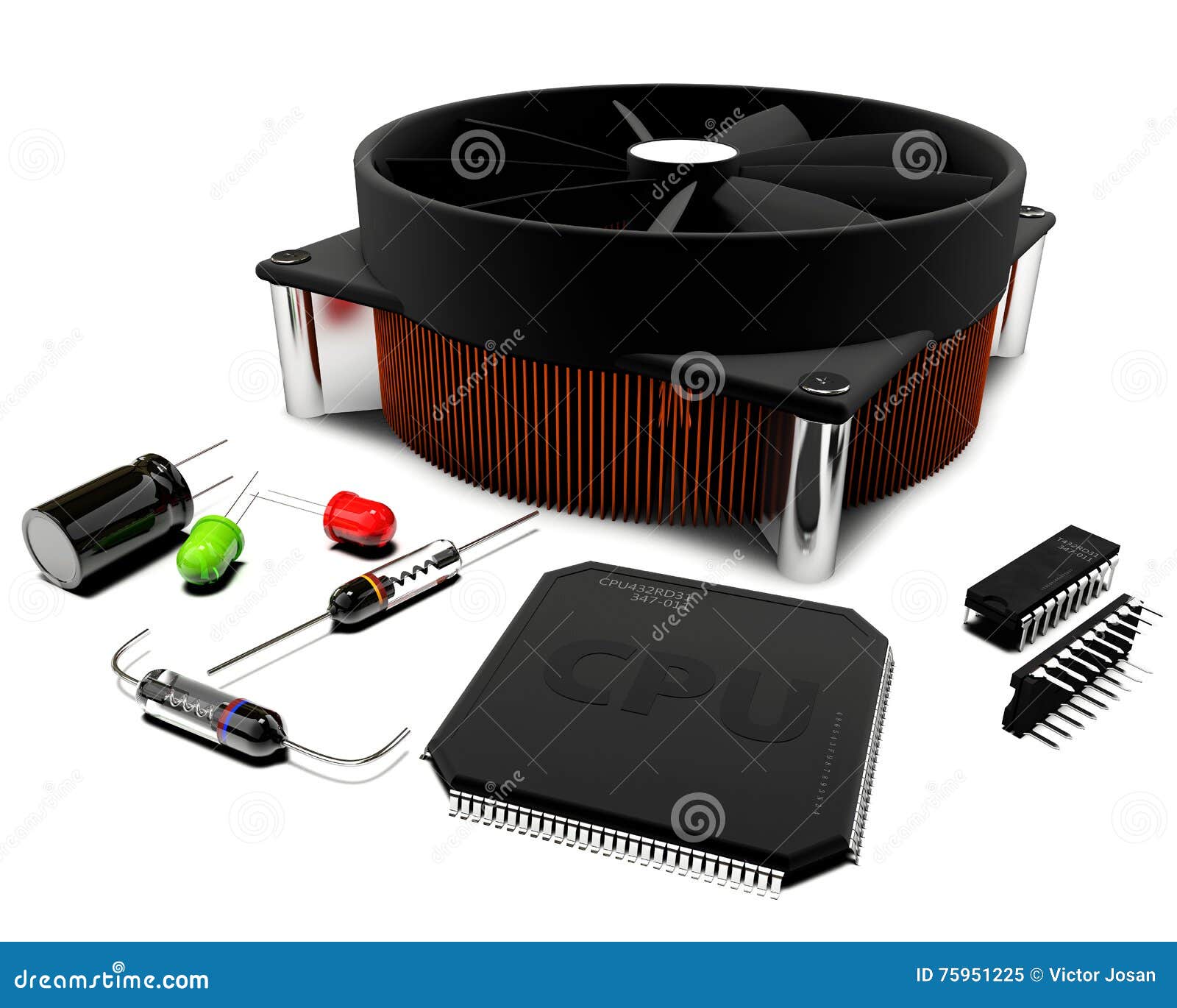 Illustration of Electrical Components on White Background Stock ...