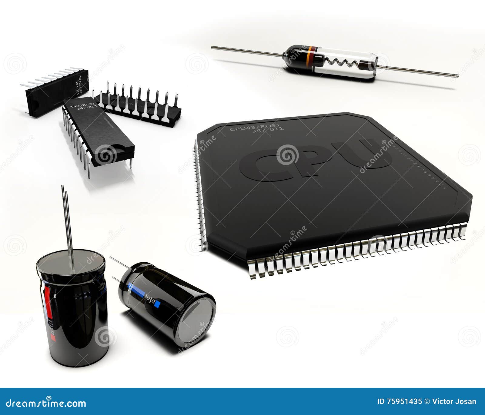 Illustration of Electrical Components on White Background Stock ...