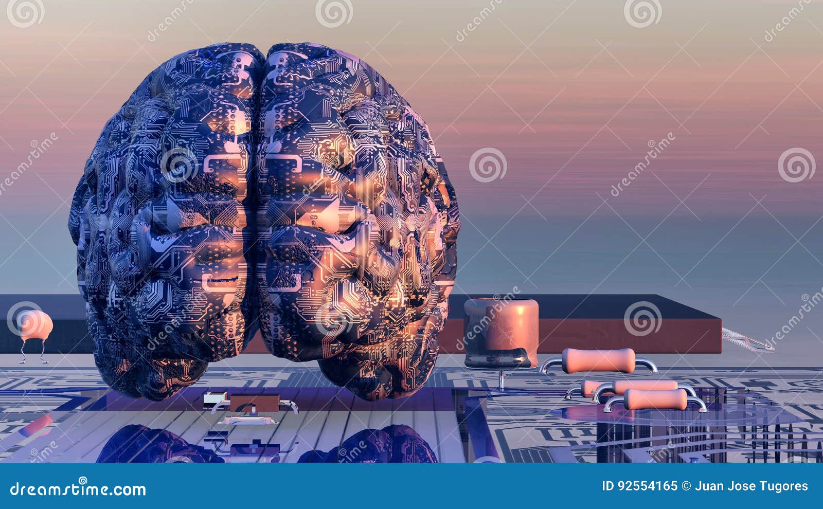 Illustration of Electronic Brain Stock Illustration - Illustration of ...