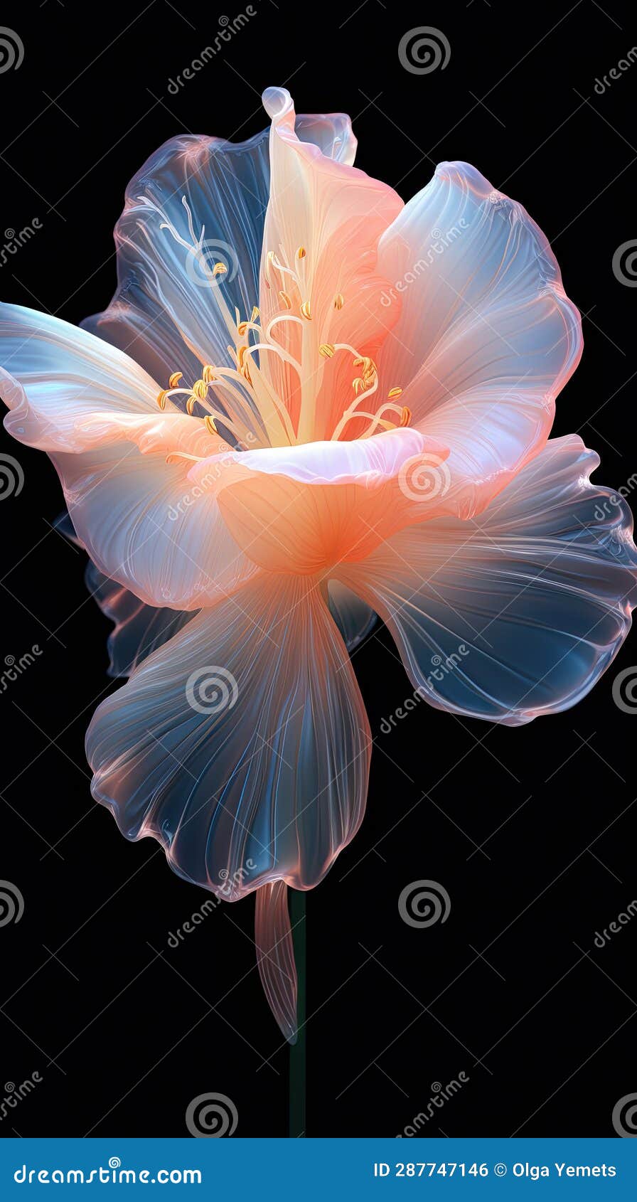 Illustration with an Elegant and Translucent Flower on a Dark ...