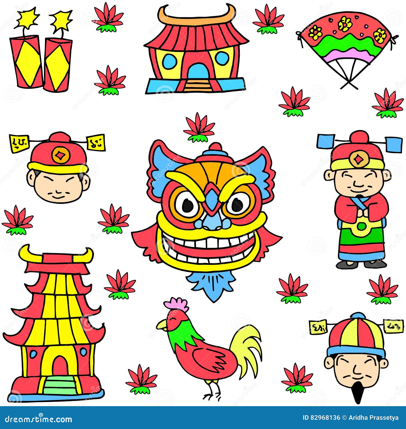 Illustration of Element Chinese Doodles Stock Vector - Illustration of ...