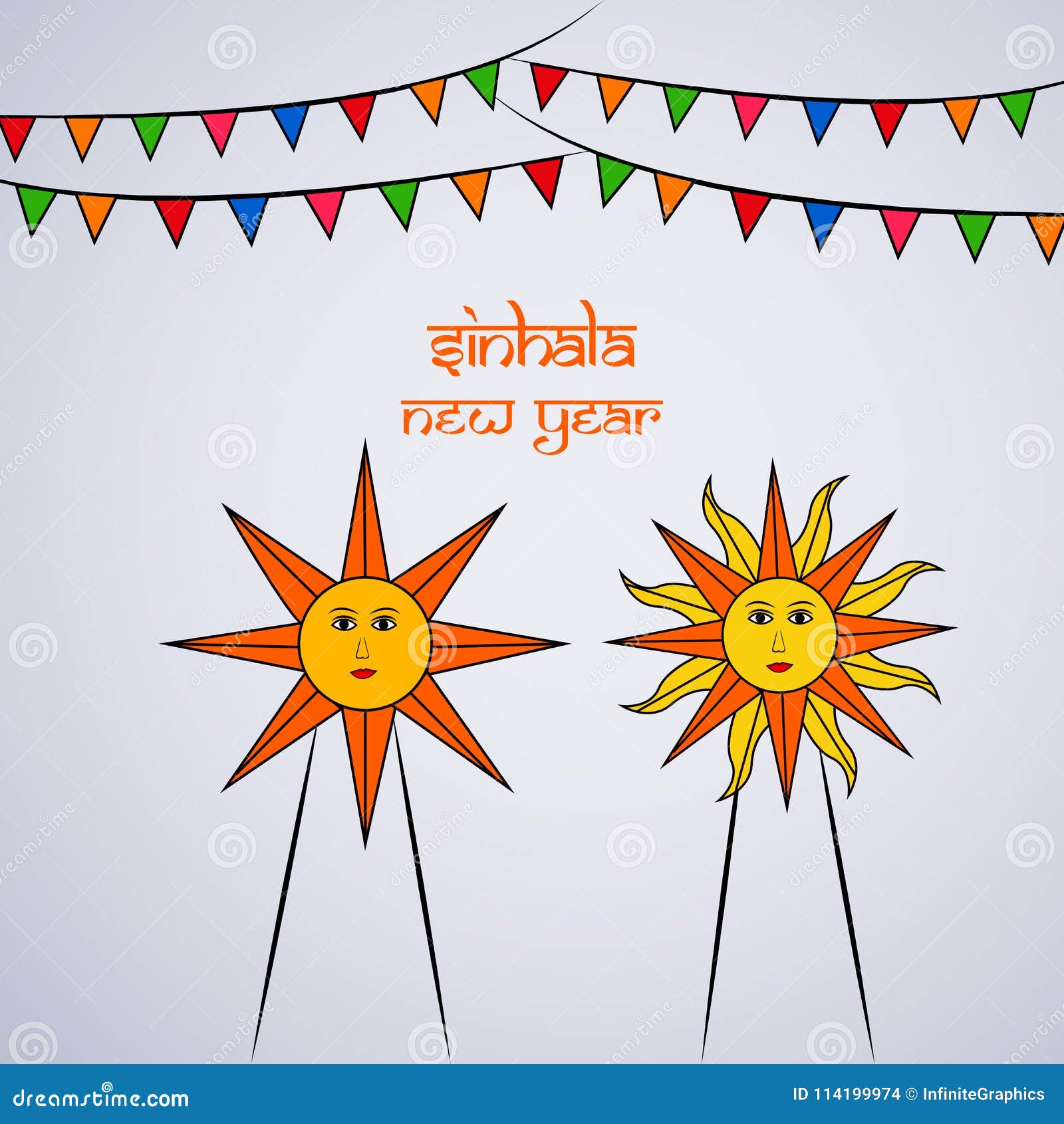 Happy Sinhala And Tamil New Year Sun Vector. Sri Lankan Happy New Year ...