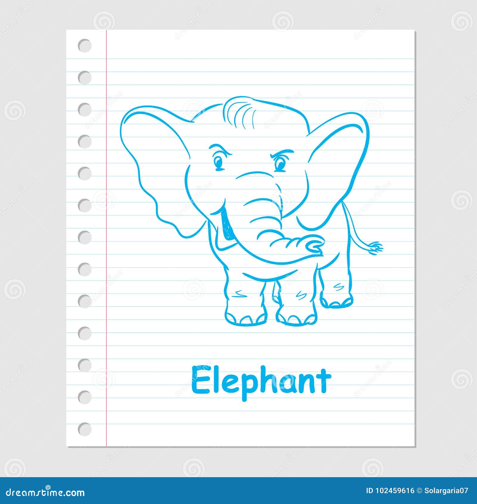 Illustration of Elephant Cartoon on Paper Sheet -Vector Stock Vector ...