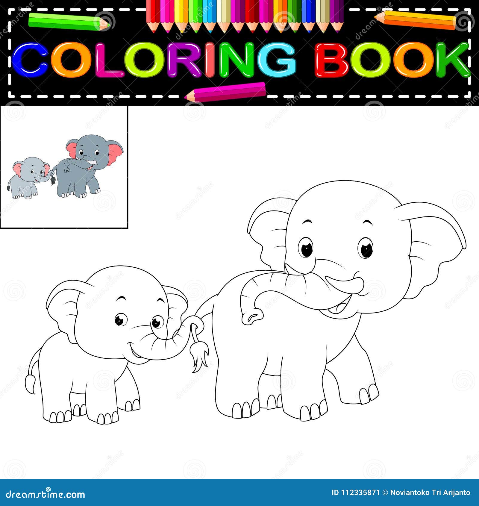 Elephant coloring book stock vector. Illustration of practice - 112335871