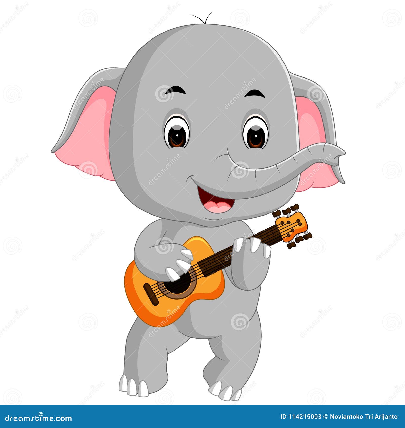 Elephant playing guitar stock vector. Illustration of jazz - 114215003
