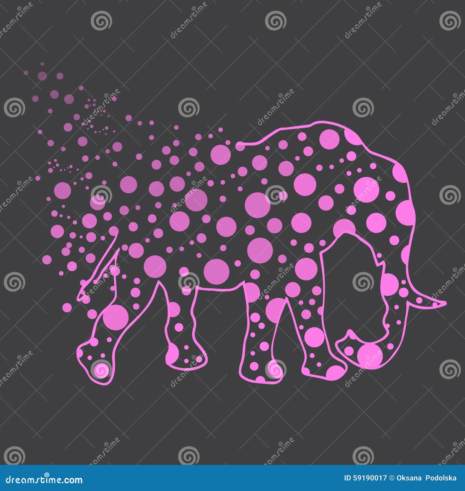 Illustration. an Elephant with Polka Dots. Sketch. Stock Vector ...