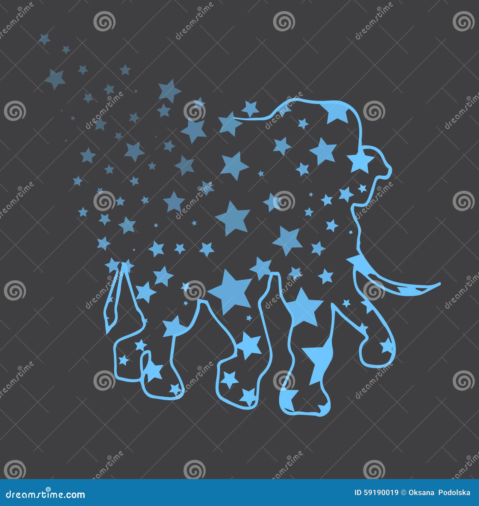 Illustration. Elephant with Stars. Sketch. Stock Vector - Illustration ...