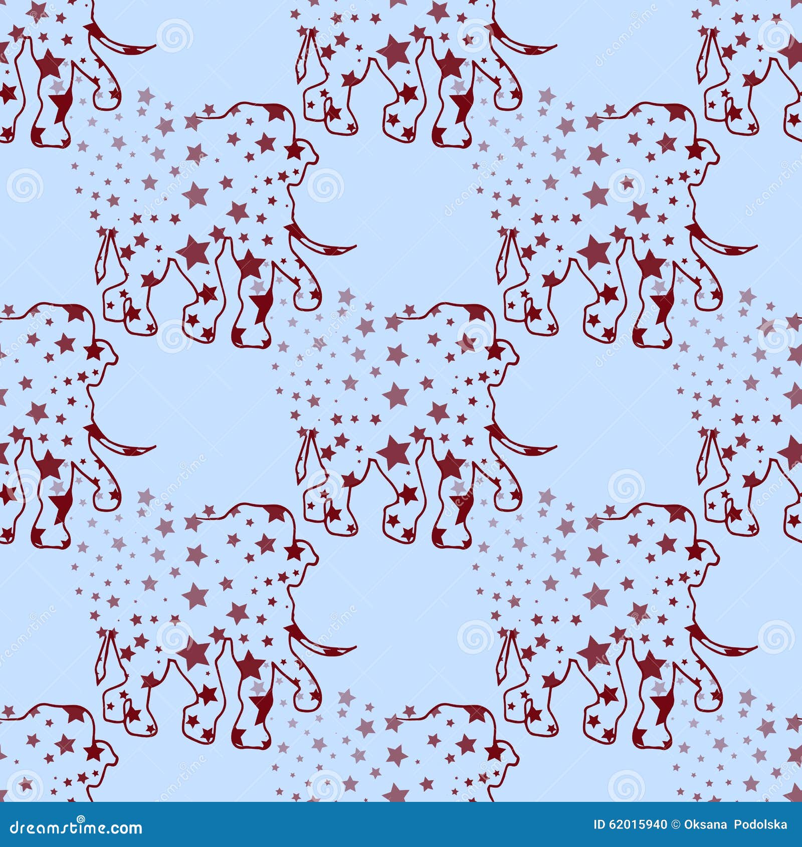 Illustration. Elephant with Stars. Sketch Seamless Pattern. Stock ...
