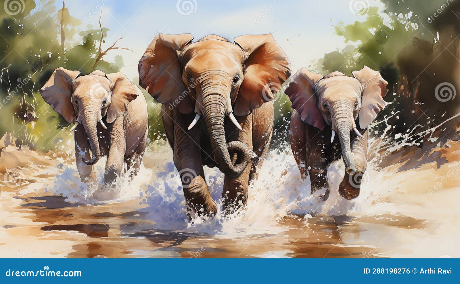Illustration of Elephants Using Their Trunks To Play Stock Illustration ...