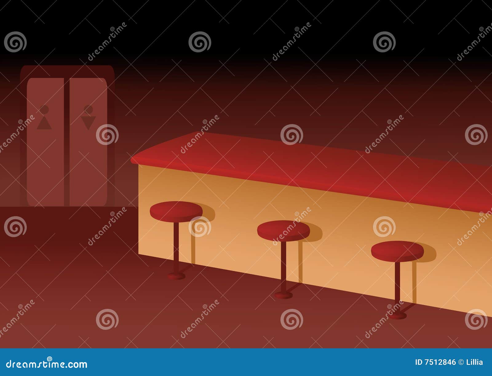 Illustration of the Empty Bar Stock Vector - Illustration of door, food ...