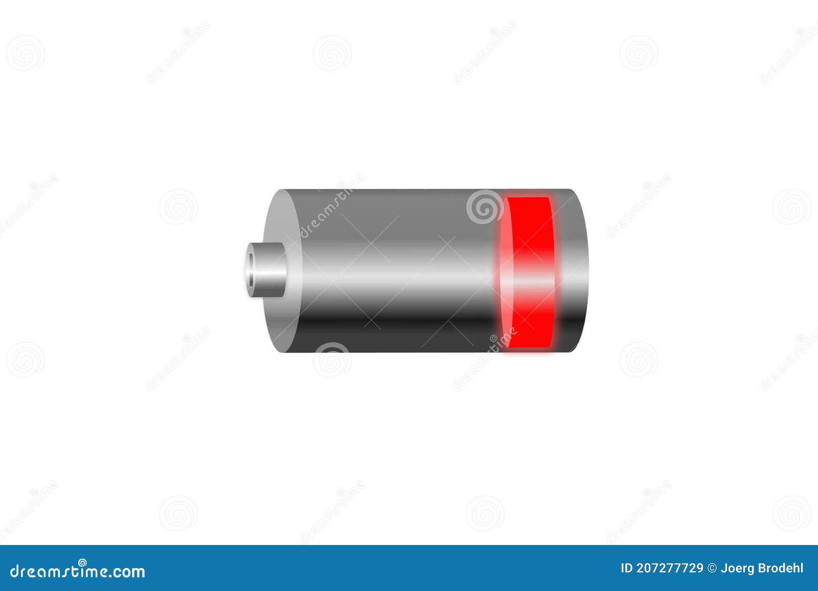 Illustration of Empty Batterie with Red Empty Battery Level on a White ...
