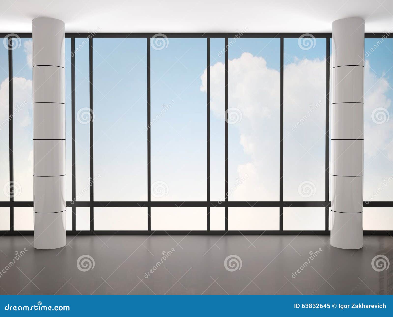 Illustration of Empty Interior with Large Windows Stock Illustration ...