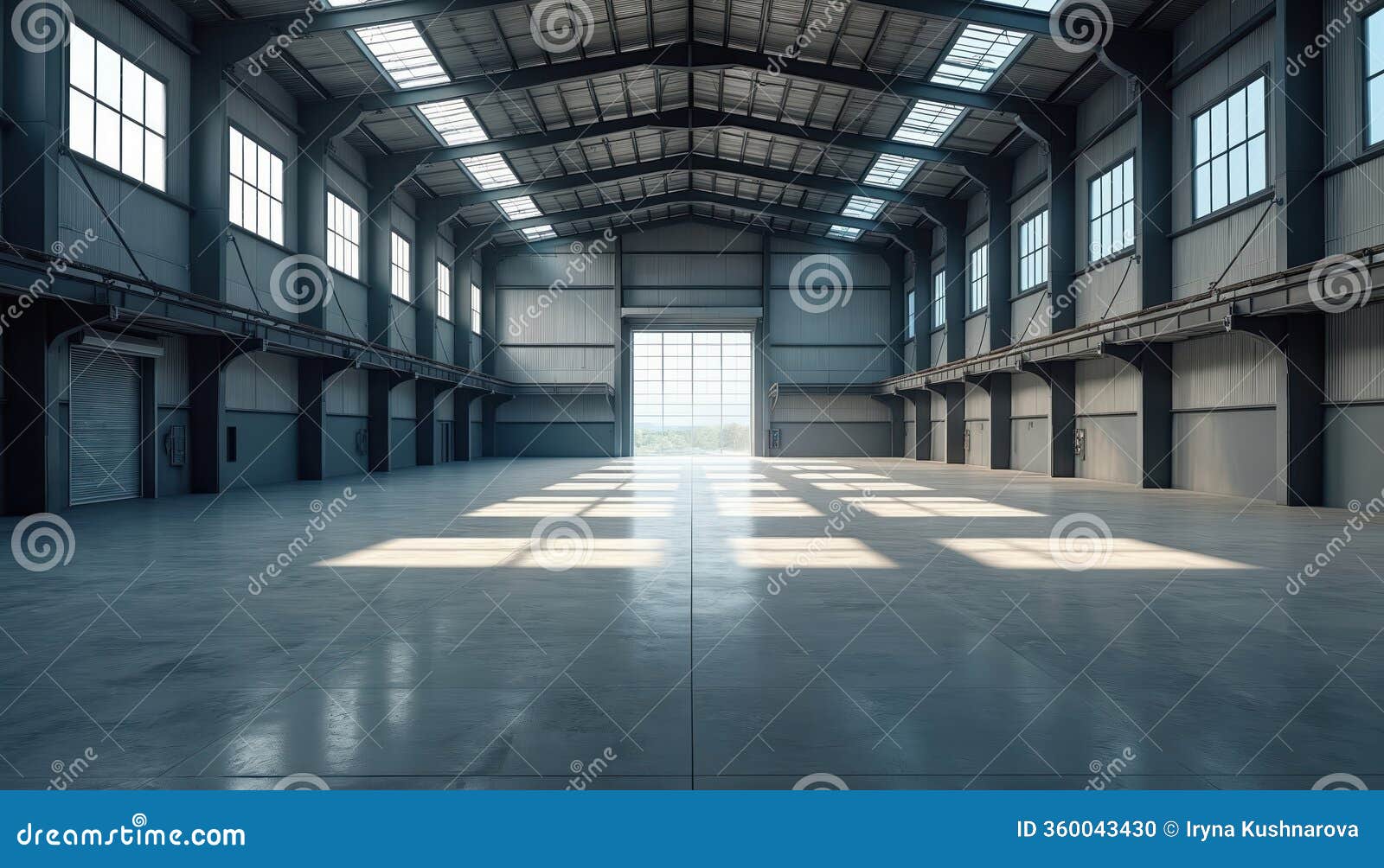 Illustration of Empty Modern Industrial Warehouse Interior. Steel ...