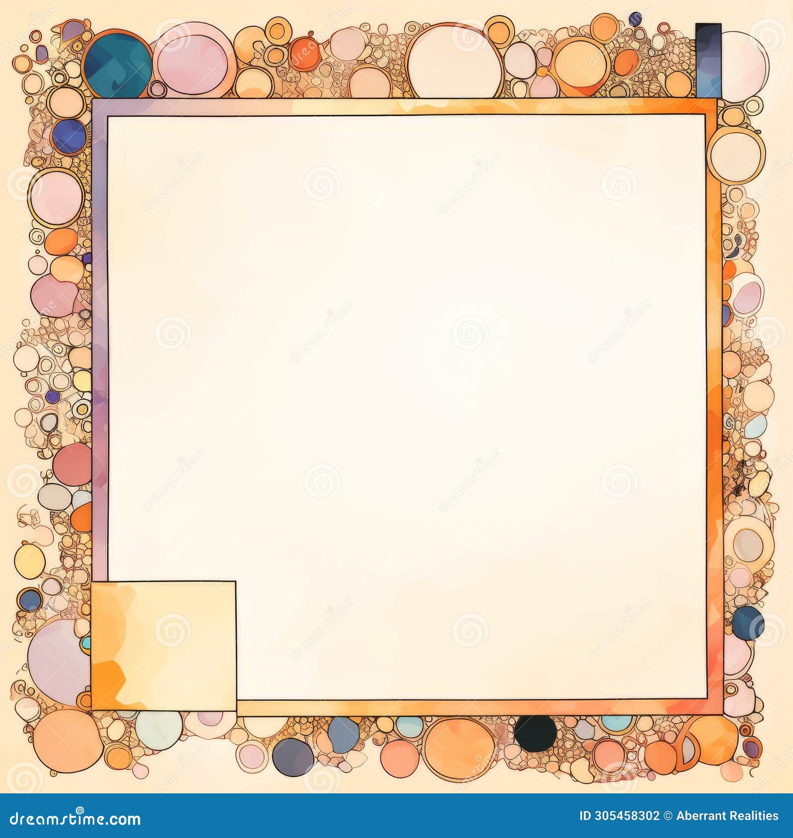 An Illustration of an Empty Square Frame with Colorful Circles Around ...