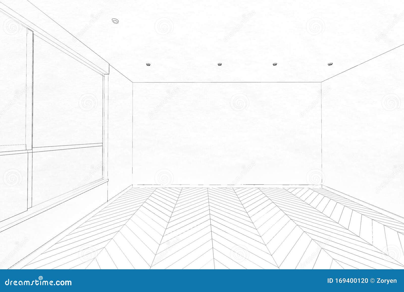 Square Room Interior Under Construction With Unfinished Wall Ceiling ...