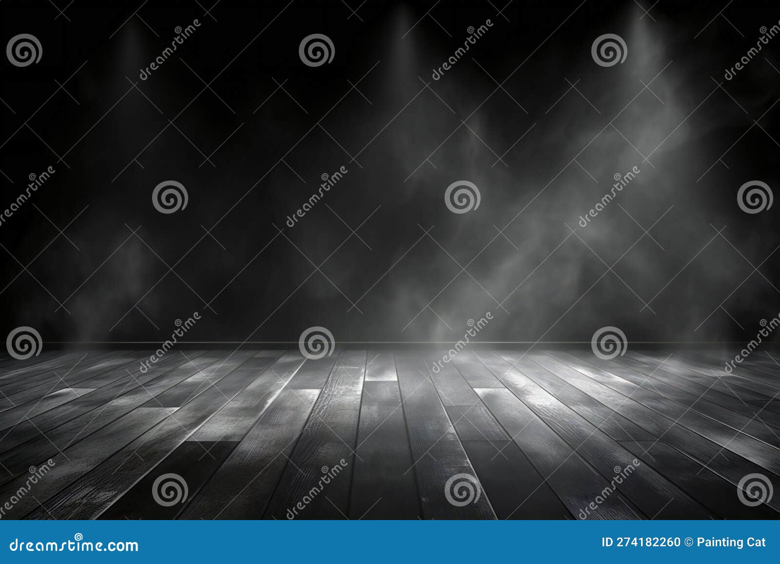 Empty Stage Background with Smoke and Spotlights Stock Illustration ...