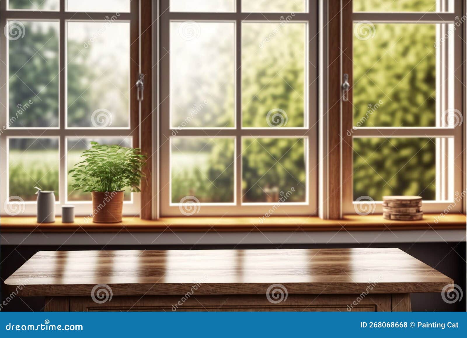 Empty Wooden Table and Window Room Interior Decoration, Creative ...