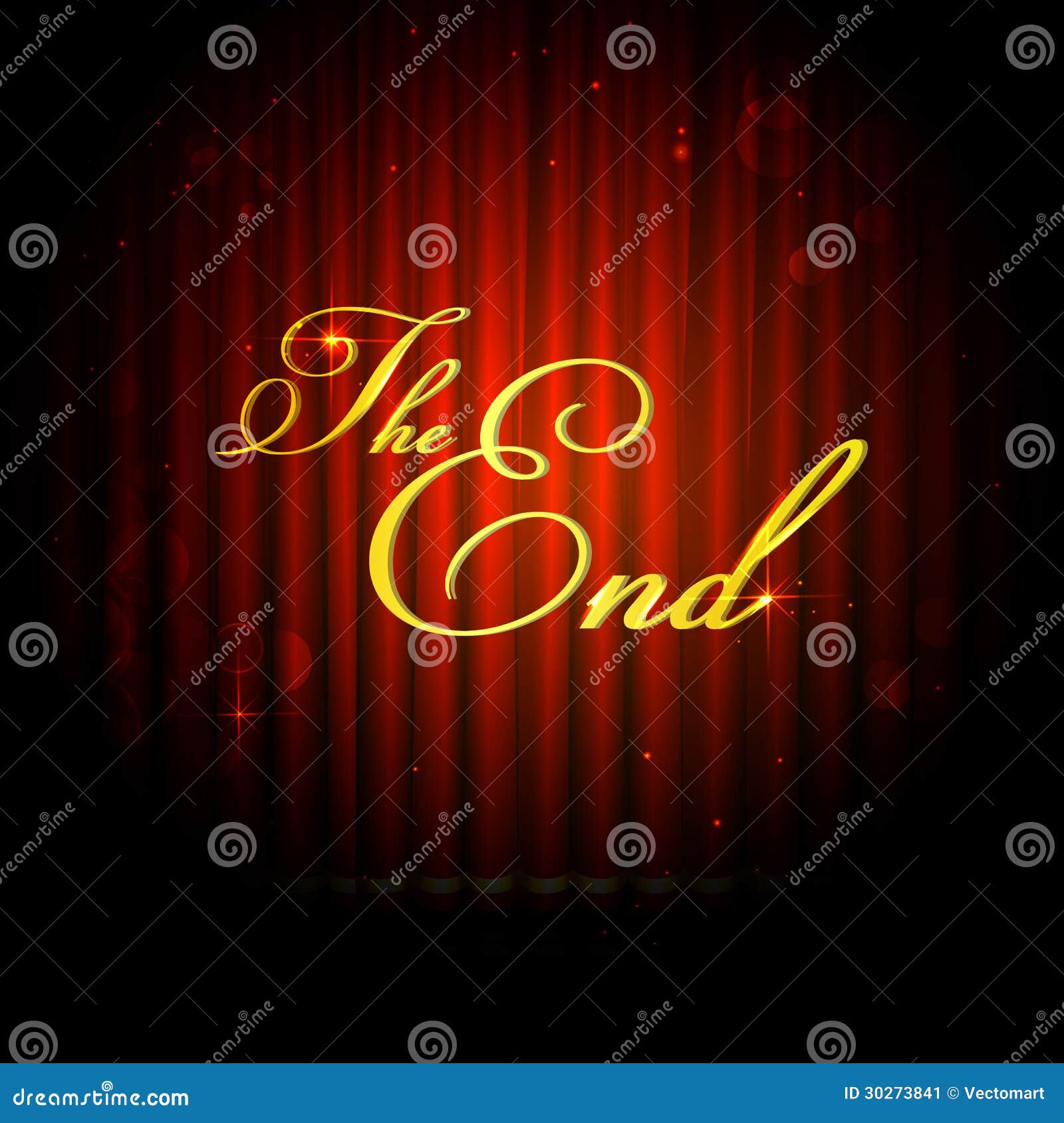 The End On Curtain Cartoon Vector | CartoonDealer.com #30273841
