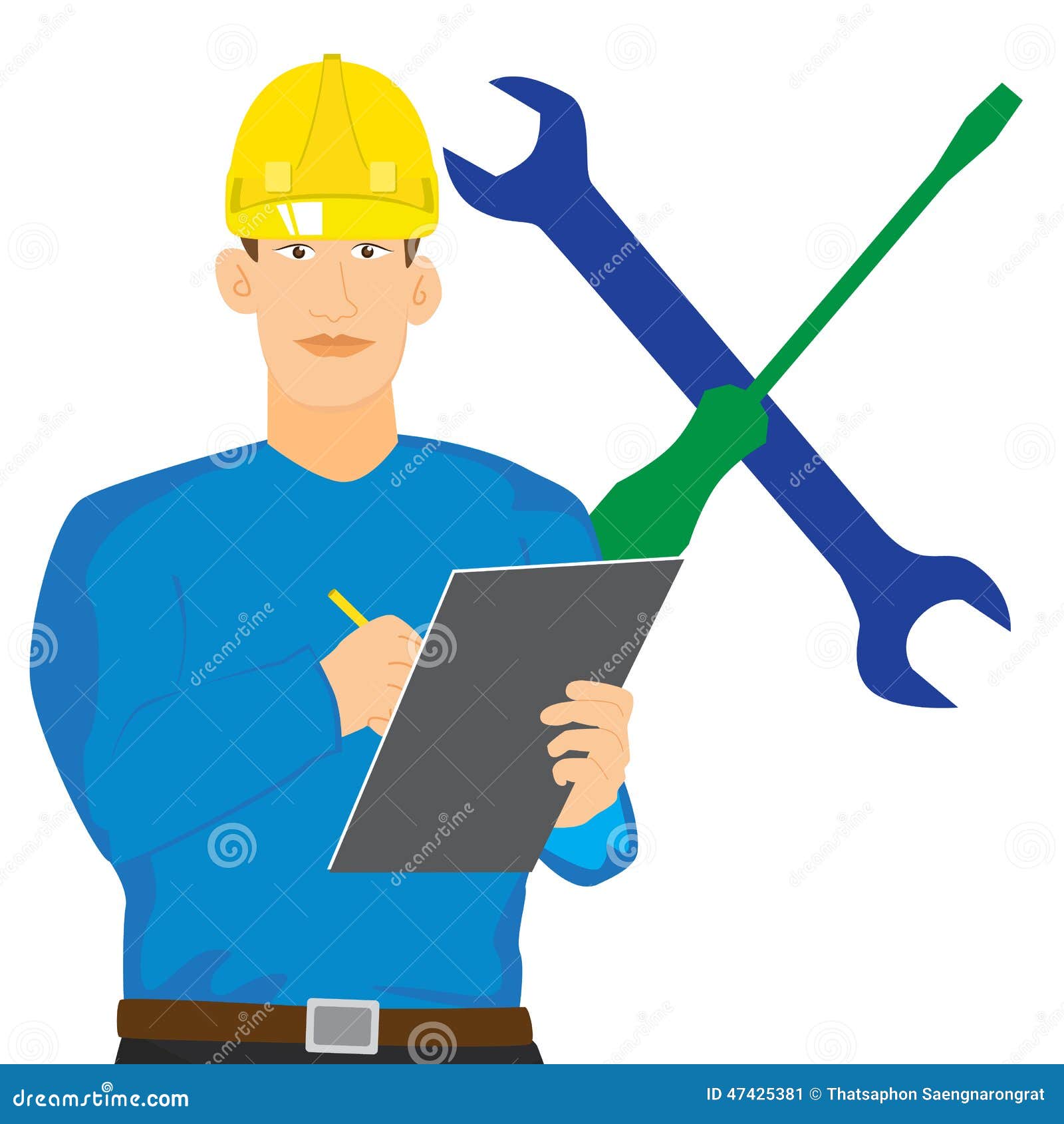 Illustration of Engineer Checking with Clipboard Isolated Stock Vector ...
