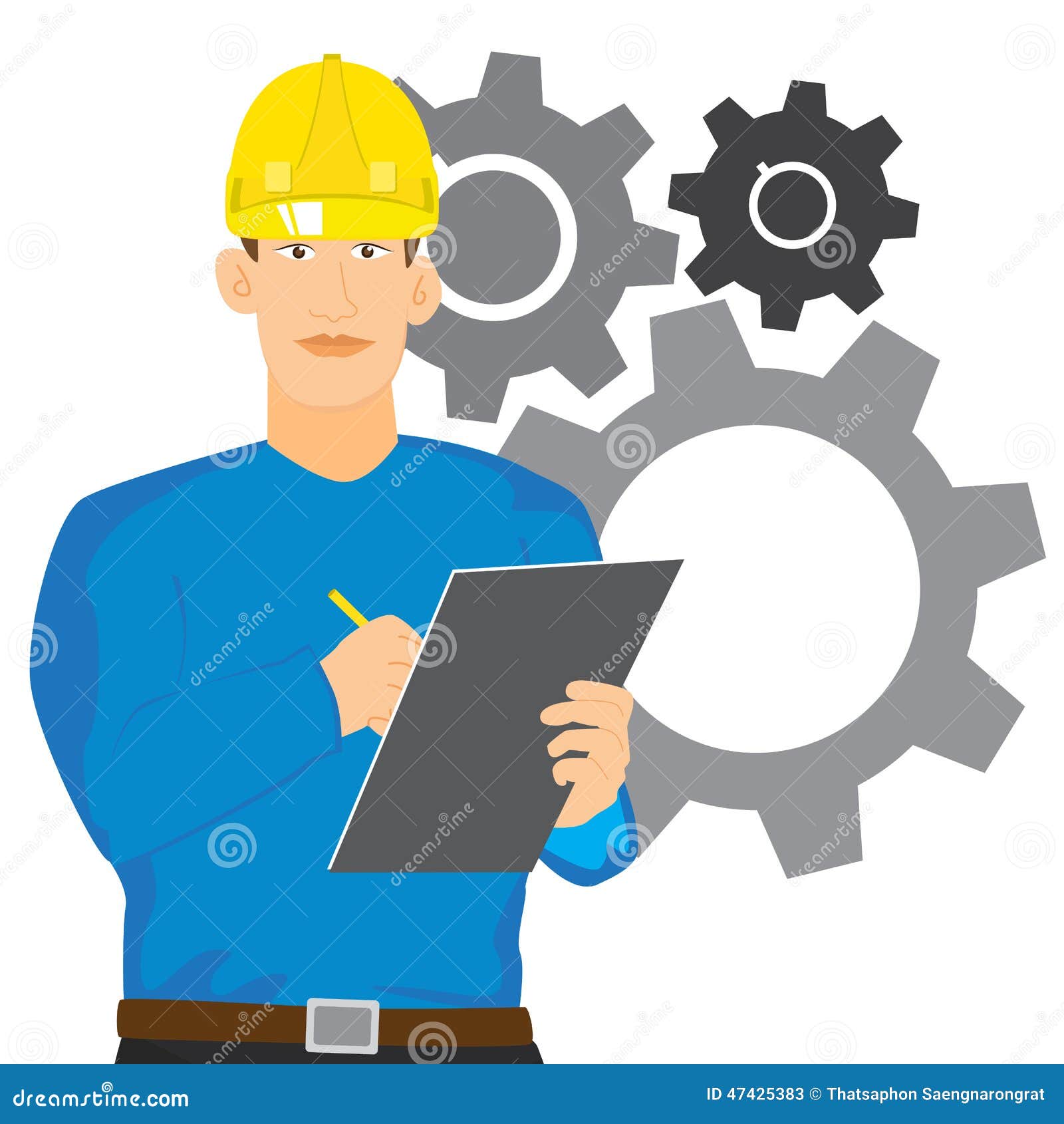 Illustration of Engineer Checking with Clipboard Isolated Stock Vector ...