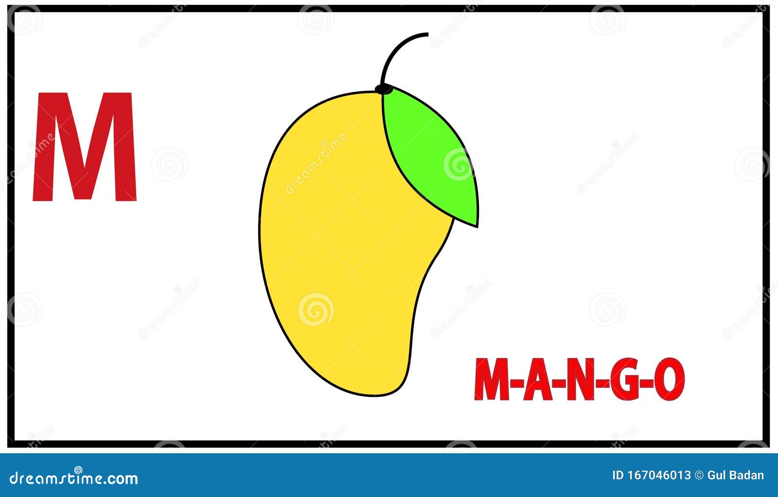 Illustration English Alphabet M for Mango for Kids Learning Stock ...