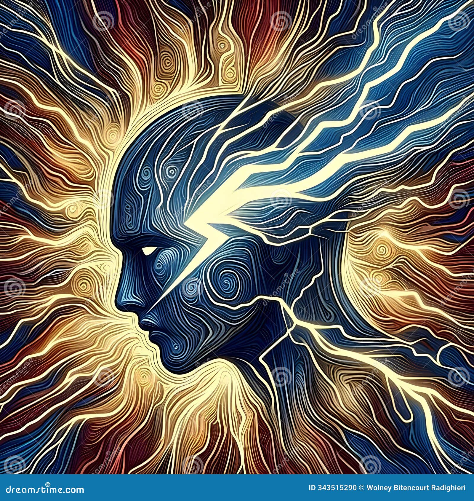 Illustration an Entity with the Power of Thunder Stock Illustration ...