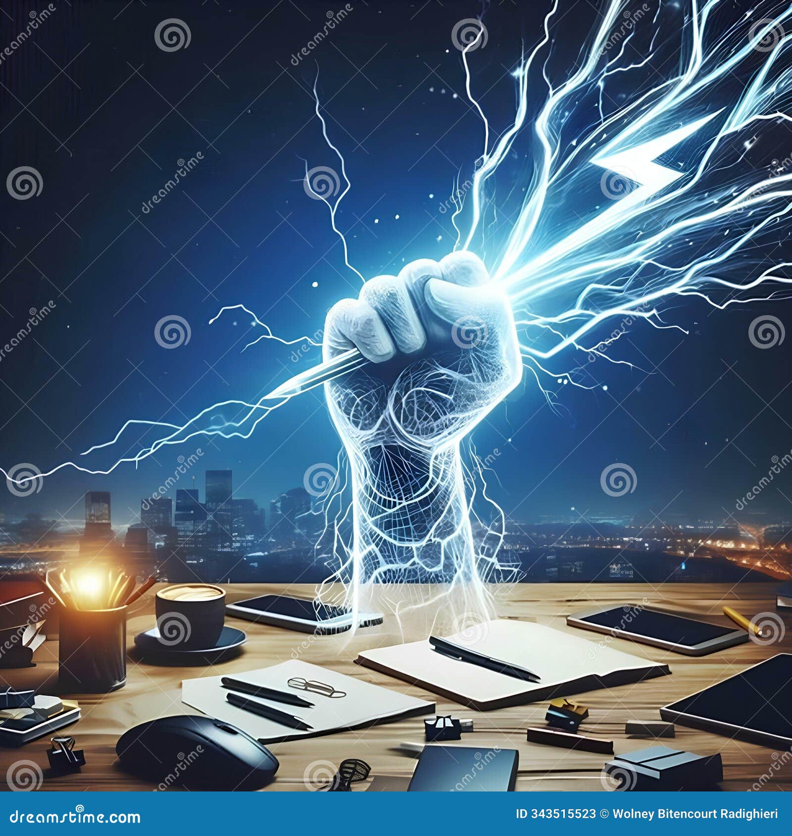 Illustration an Entity with the Power of Thunder Stock Illustration ...