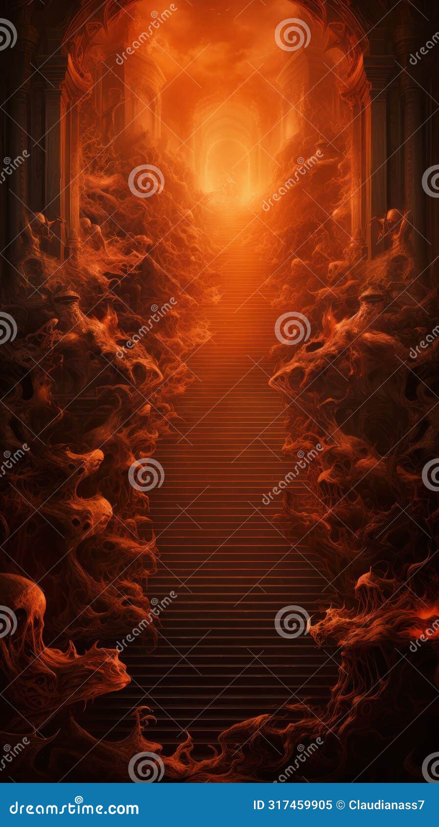 Illustration of an Entrance To Hell Stock Image - Image of frightening ...