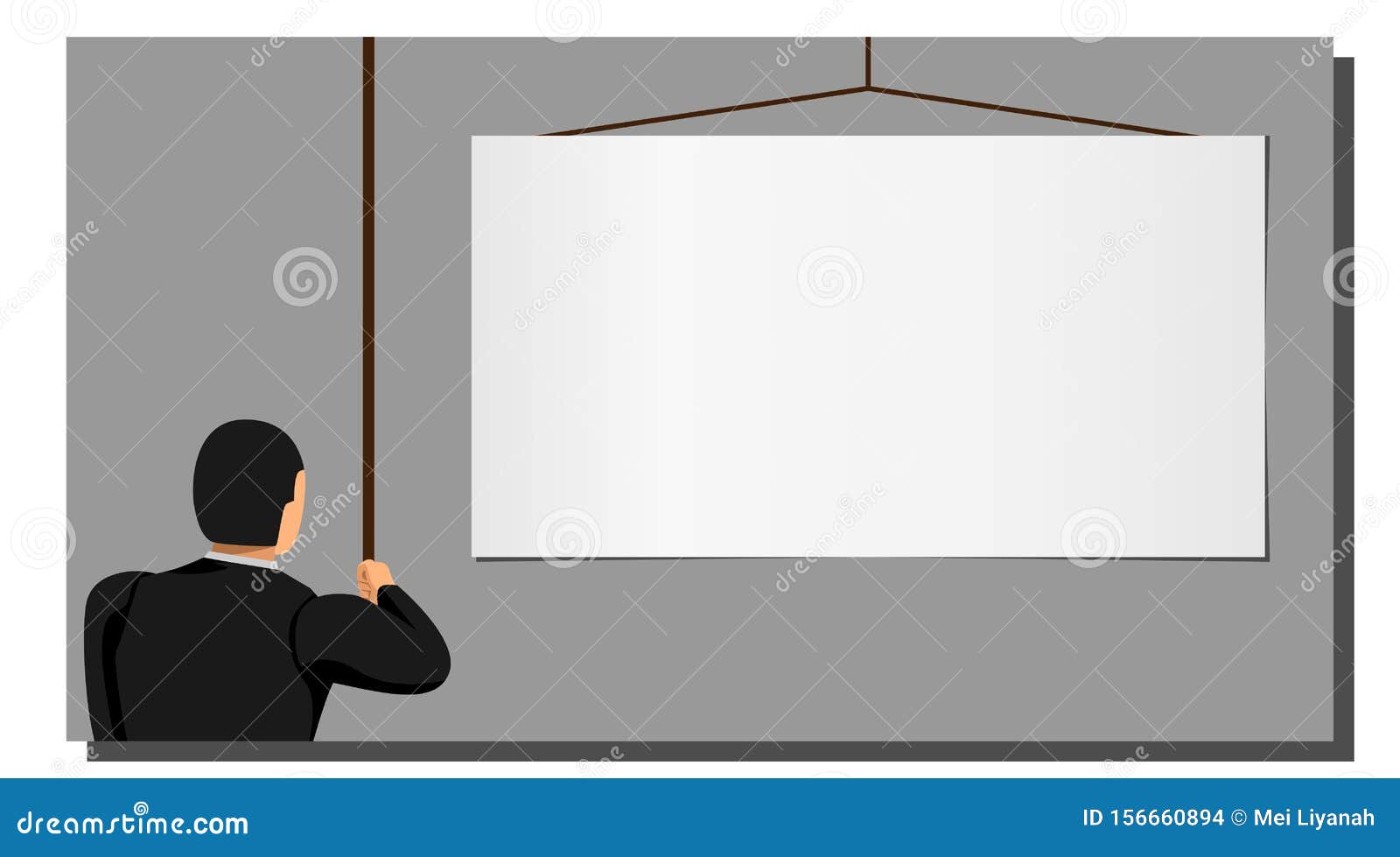 Illustration of an Entrepreneur Pulling a String on a Blank Template ...