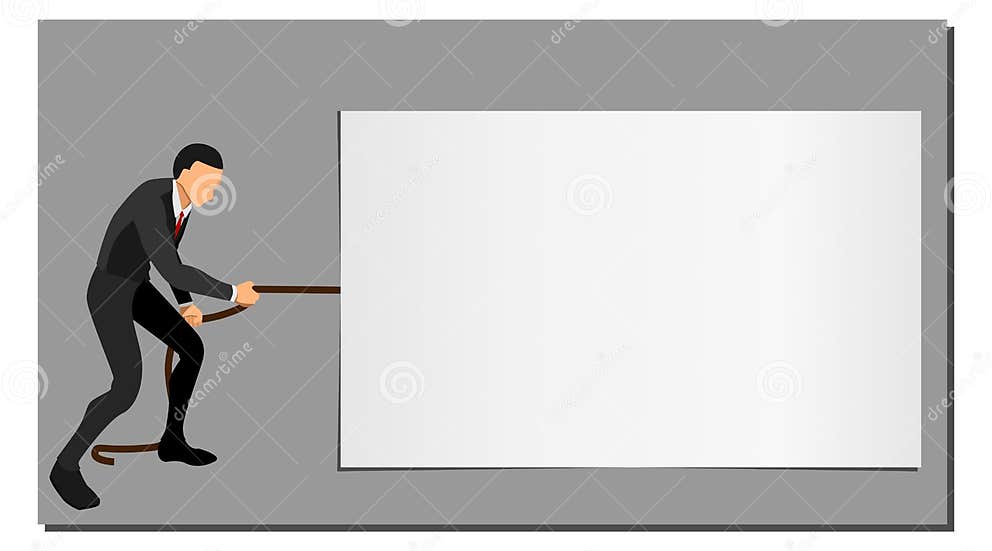 Illustration of an Entrepreneur Pulling a String on a Blank Template ...