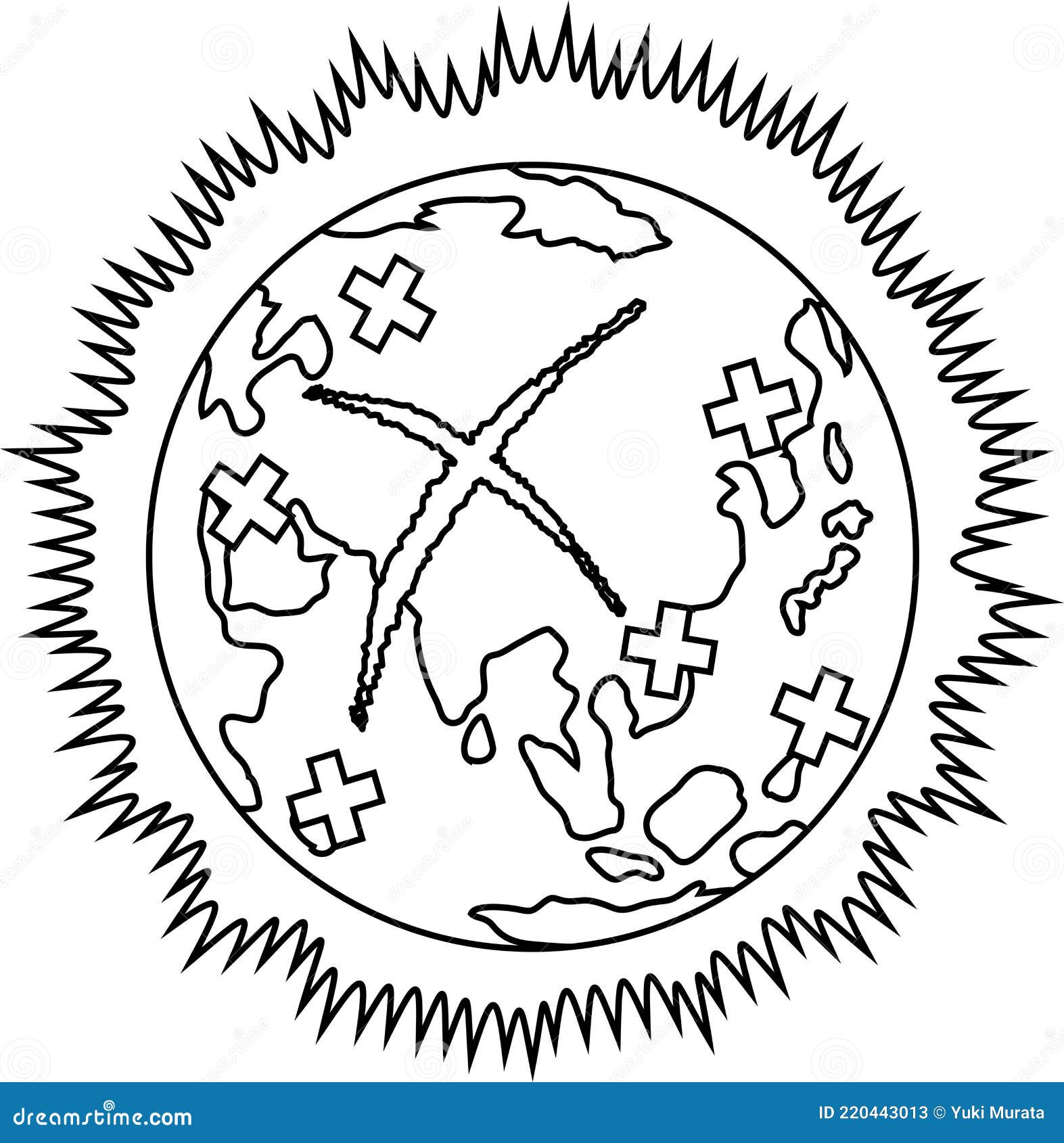 Environmentally Polluted Earth Outline Stock Vector - Illustration of ...